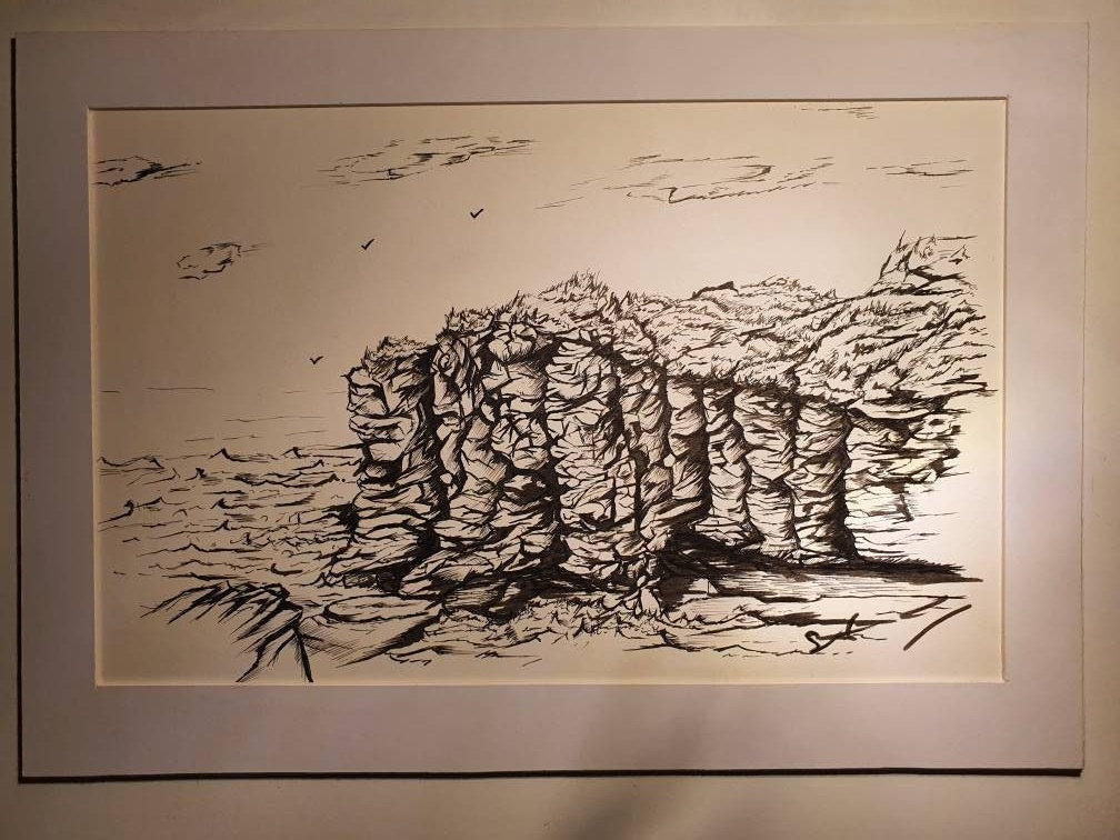 Original Seascape England/ Pen and Ink Drawing/ Coastal Wall Art ...