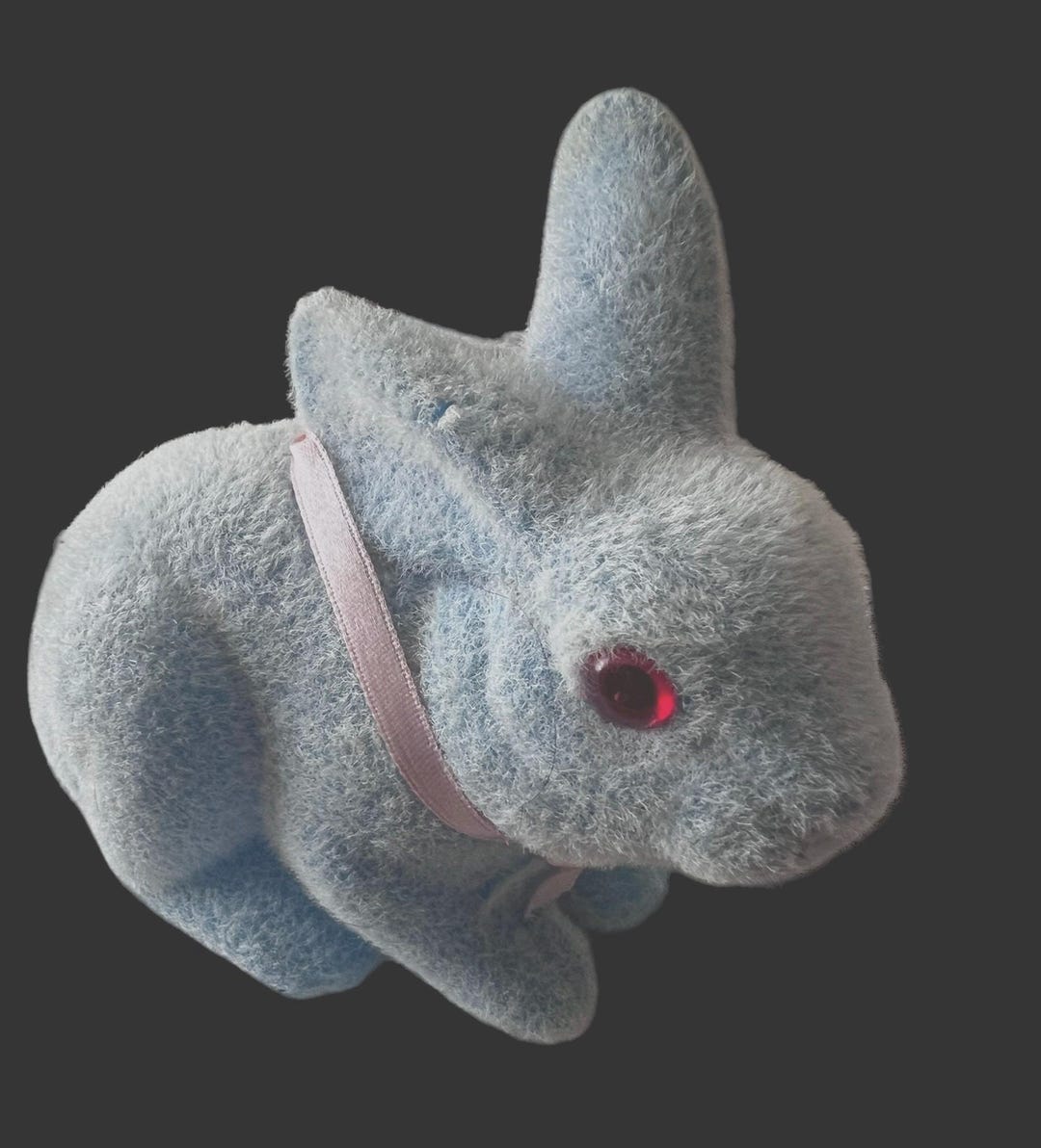 Flocked Blue Rabbit Bank Red Eyes - Etsy