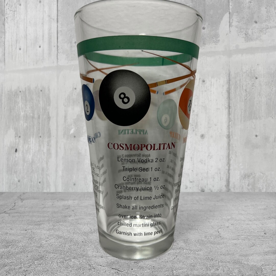 Arcoroc 18oz Billiard Pool Ball Glass With Drink Recipes. - Etsy