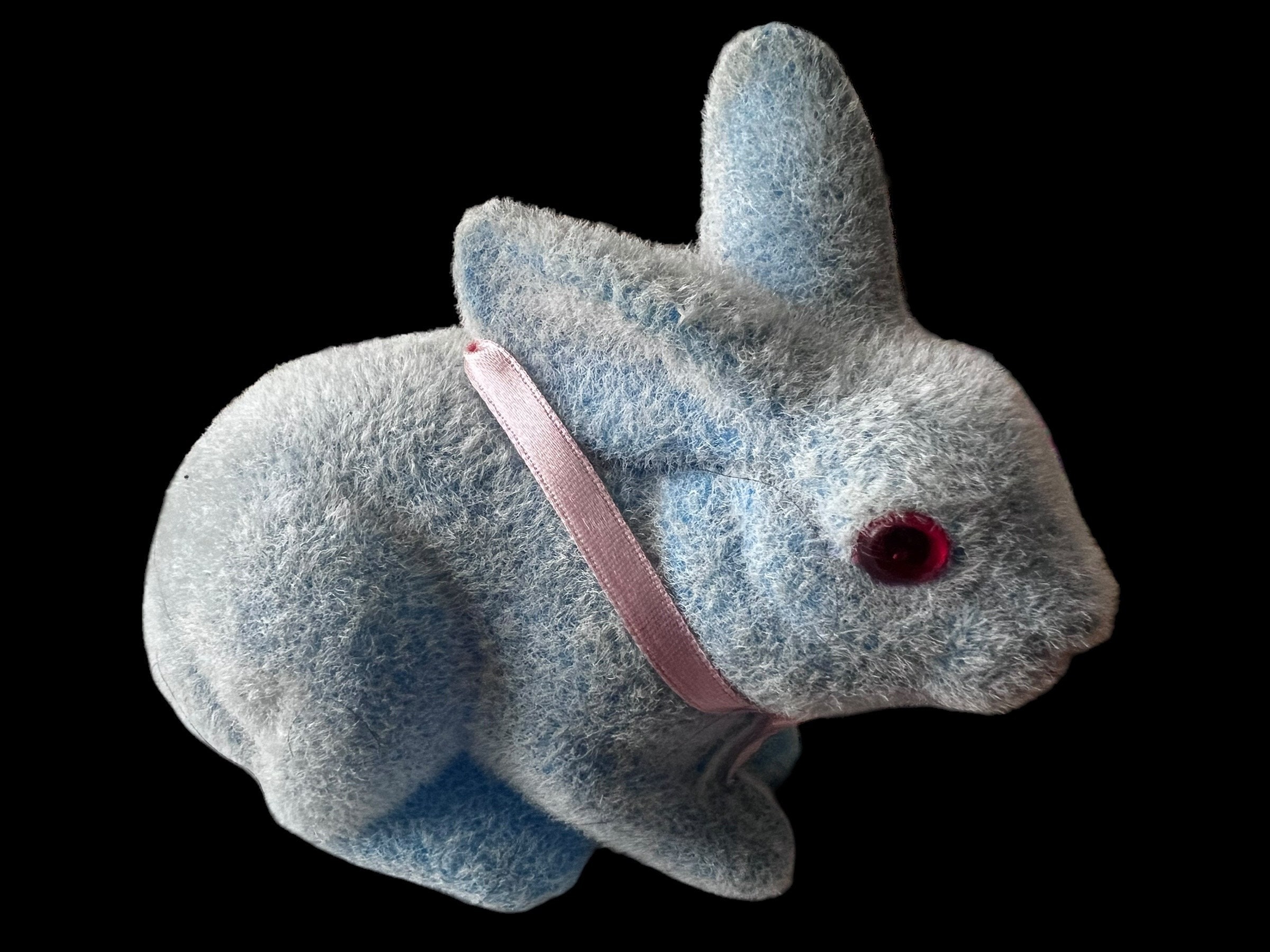 Flocked Blue Rabbit Bank Red Eyes - Etsy
