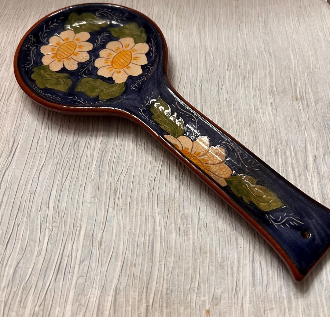 Vintage Redware Hand Painted Signed Large Spoon Rest. - Etsy