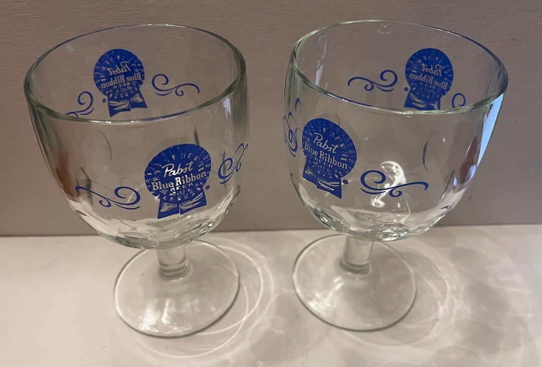 Pabst Blue Ribbon 2 Beer Goblets-glasses 6 Oz - Etsy