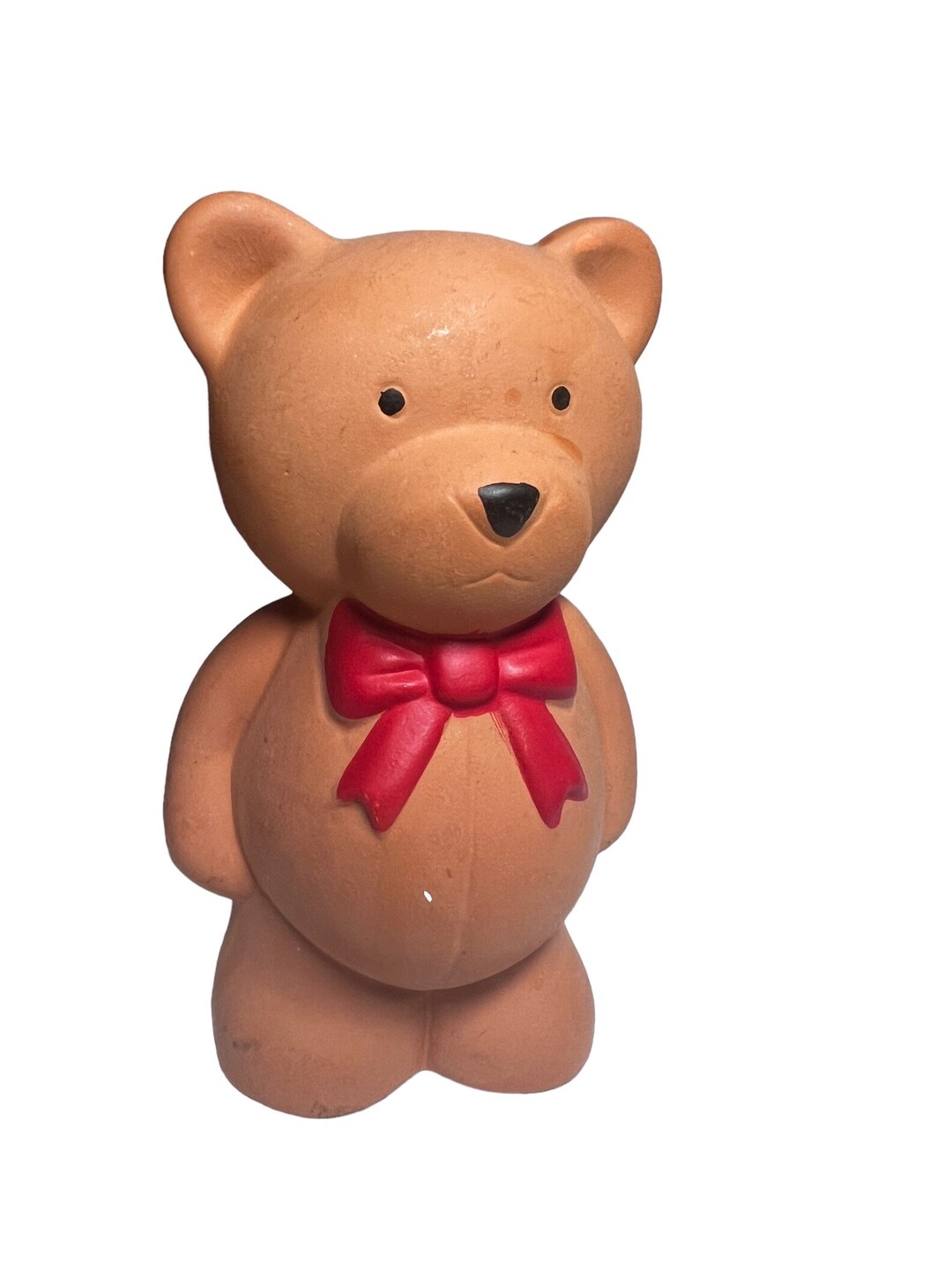 Chadwick Terra Cotta Red Bow Teddy Bear Coin Bank With Stopper - Etsy