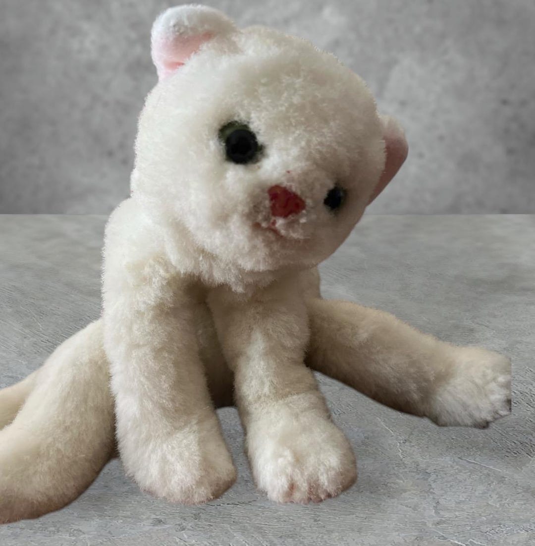 Ty - White Cat - Green Eyes - “crystal” 1996 - Etsy