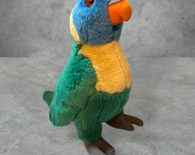 SOS Save Our Space Green-yellow-blue Plush Parrot 2003 - Etsy