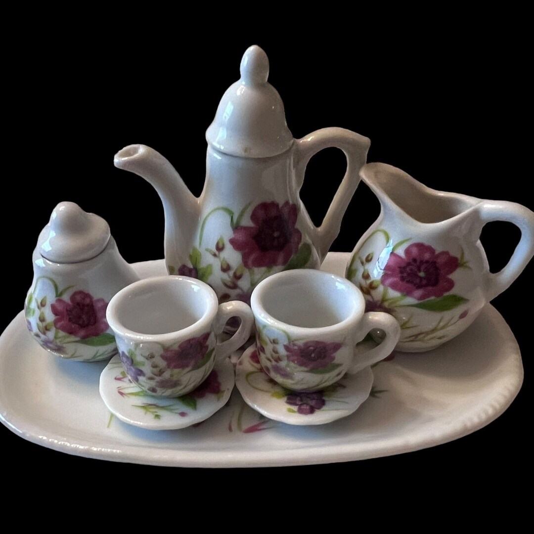 Royal Norfolk Miniature Tea Set Tea Pot, Sugar & Creaner, 2 Cups, 2 ...