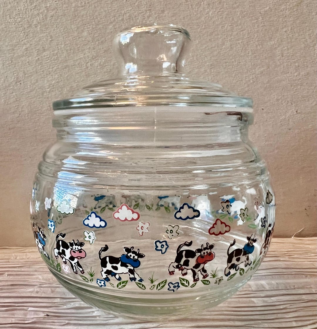 Vintage Cows and Clouds Candy/storage Jar. - Etsy