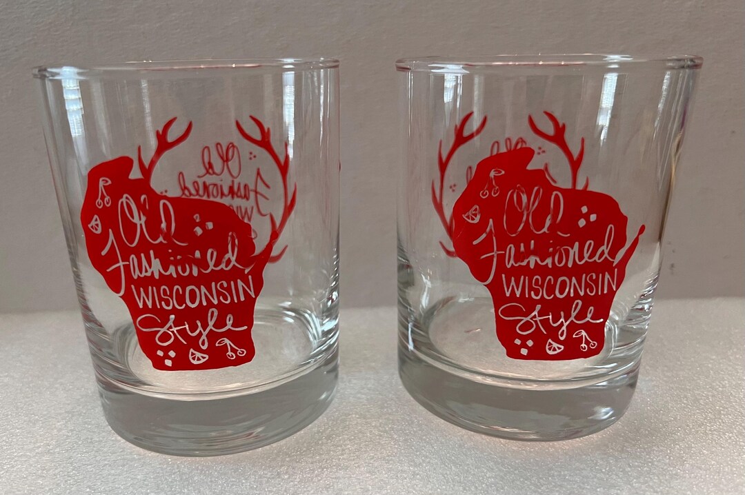 Wisconsin Old Fashioned Style Glasses Set of 2. - Etsy
