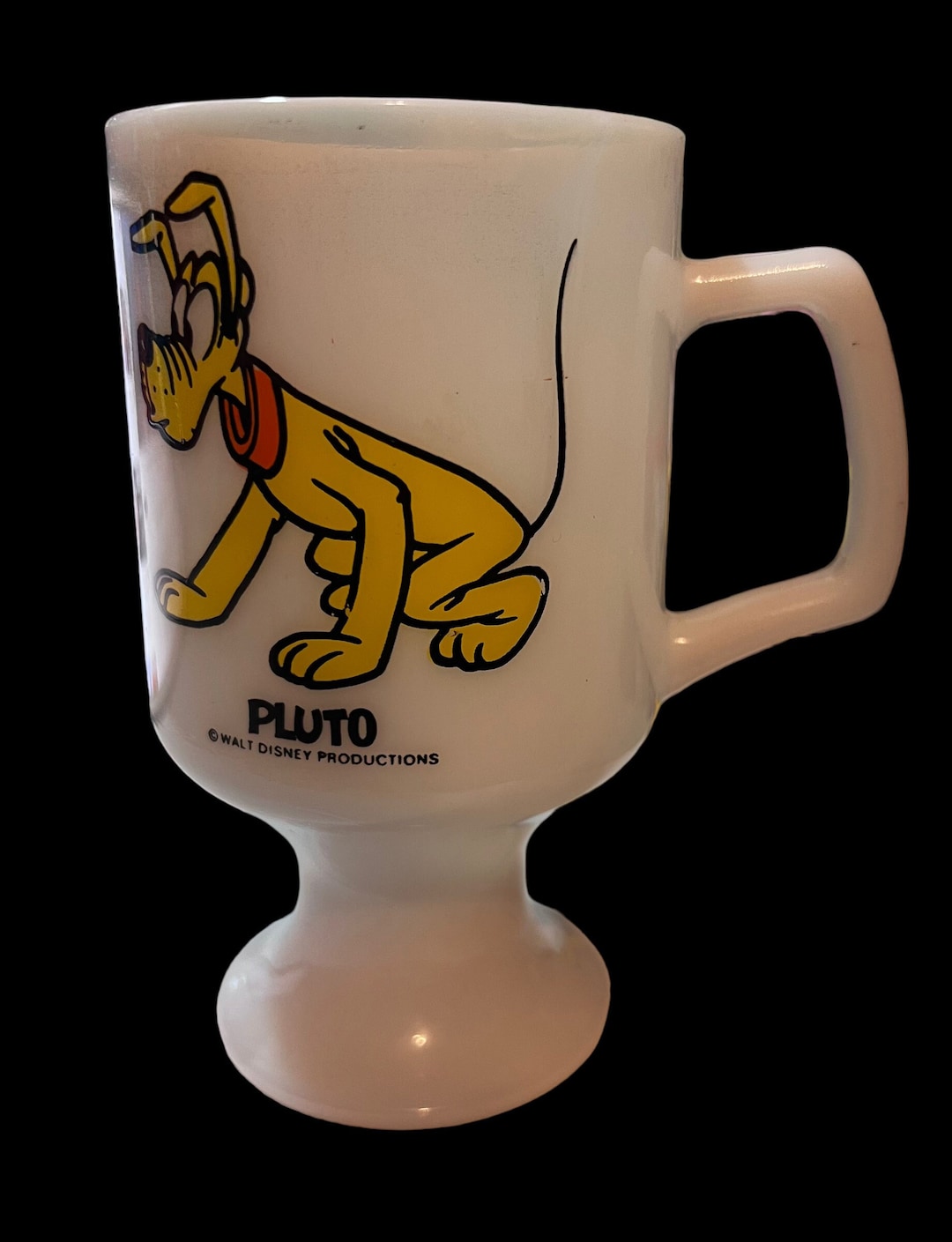 Vintage Walt Disney Milk Glass PLUTO Pedestal Coffeetea Mug - Etsy