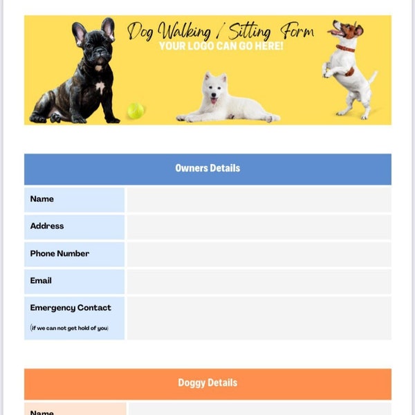 Dog Walking Consent Form - Etsy