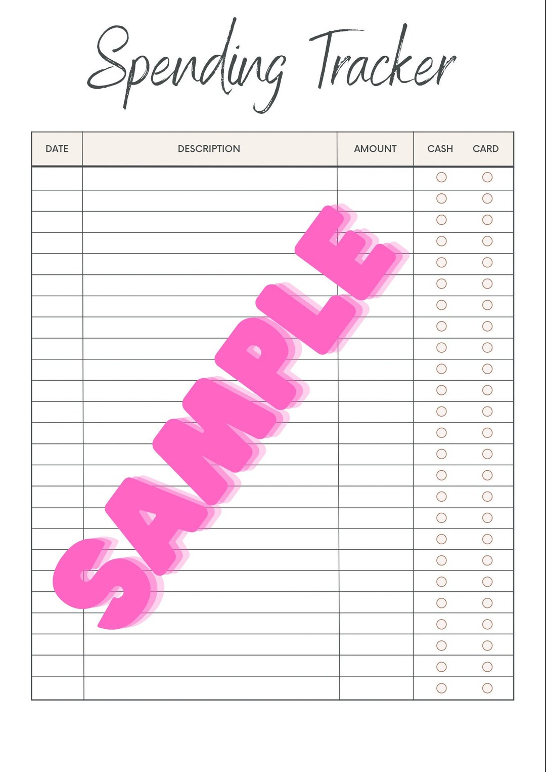 Spending Tracker / Expense Tracker / Budget Planner / Printable Form ...