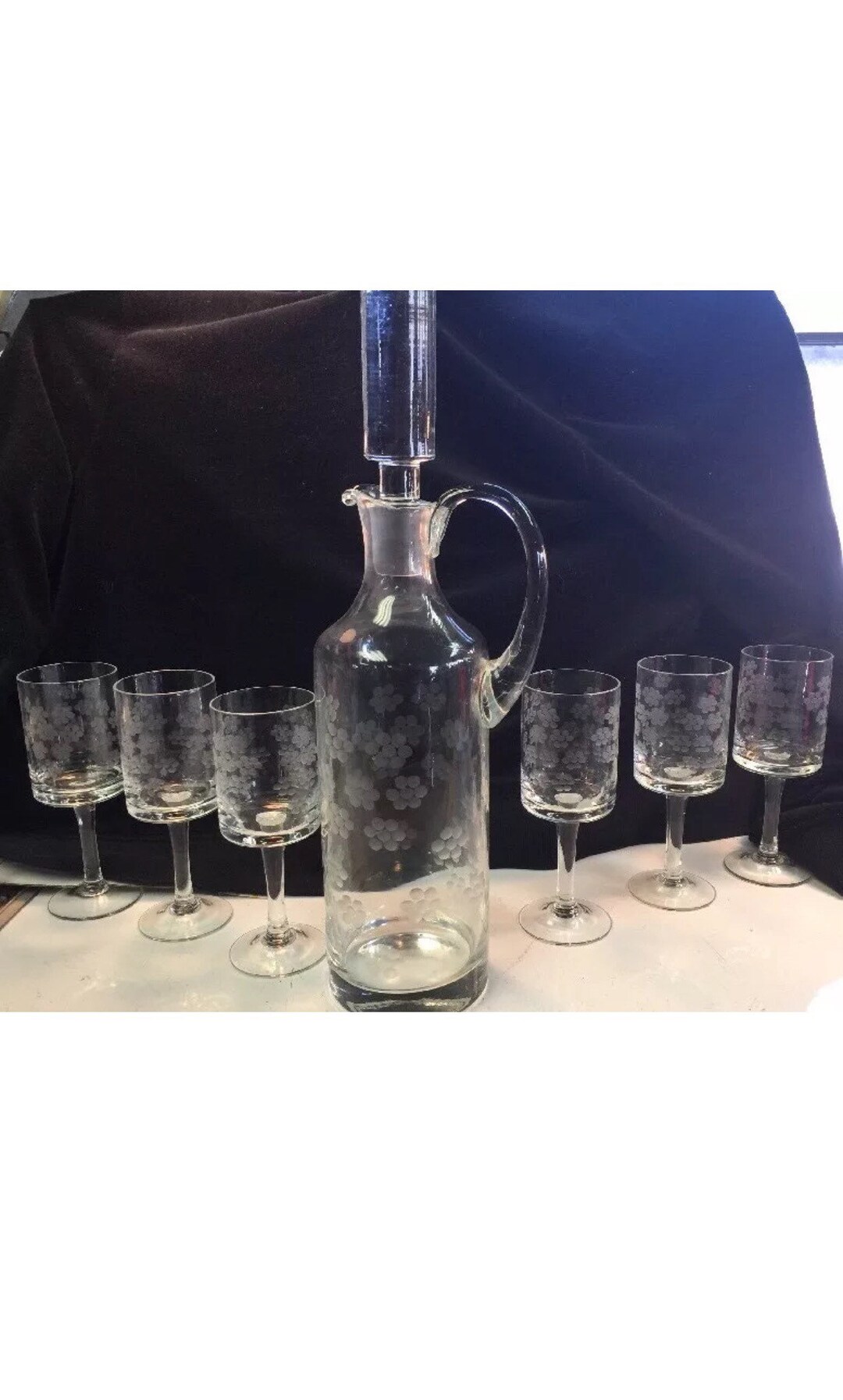 Vintage Romanian Crystal Decanter With Matching Cups - Etsy