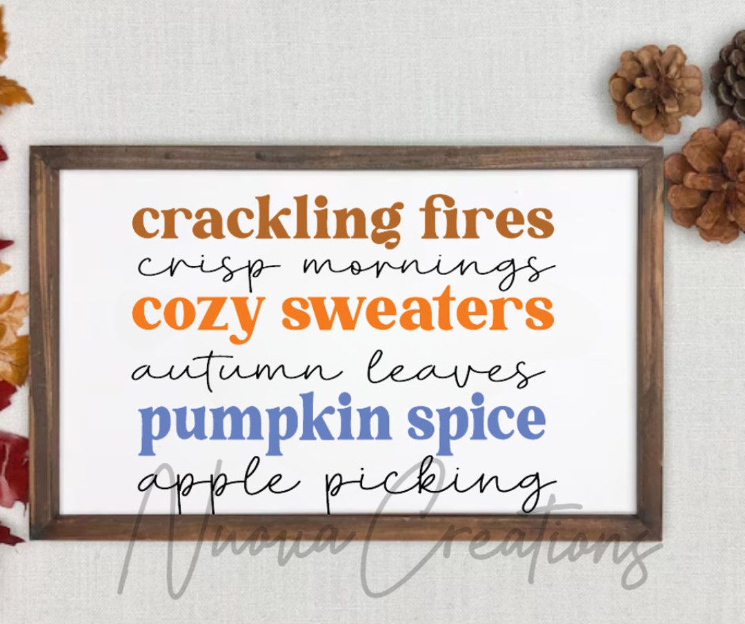 Fall Words SVG Cut File | Autumn Home Decor (digital Download) - Etsy
