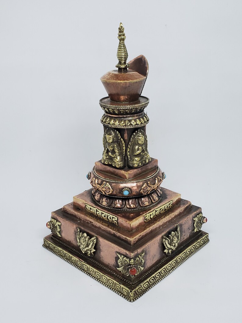 8.75 Cooper Buddha Stupa Chorten Chaitya Statue Intricate - Etsy