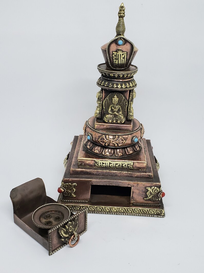 8.75 Cooper Buddha Stupa Chorten Chaitya Statue Intricate - Etsy