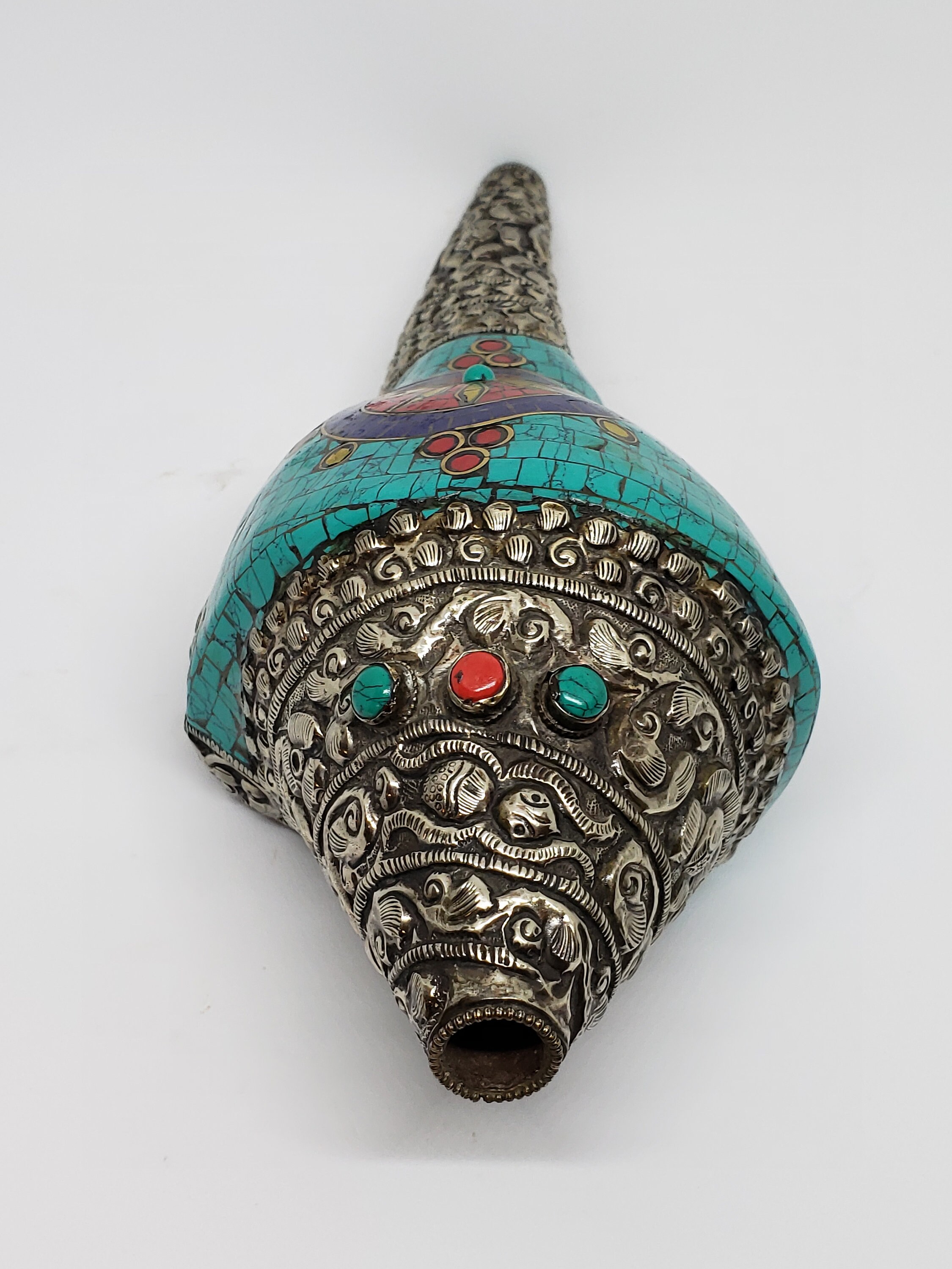 Beautiful Handmade Tibetan Buddhist Conch Shell with Stone and | Etsy