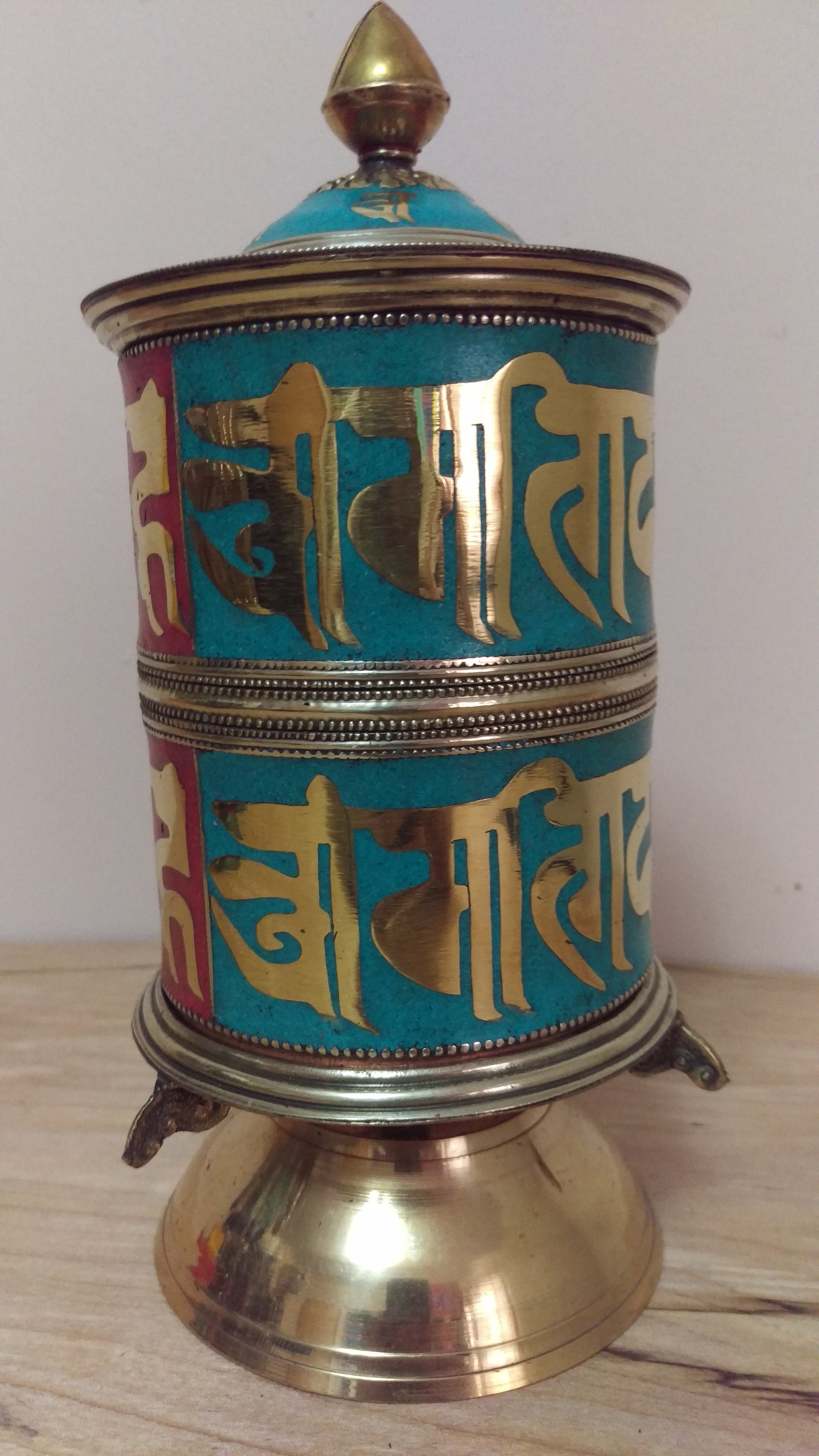 Tibetan Buddhist Handcrafted Spinning Prayer Wheel | Etsy