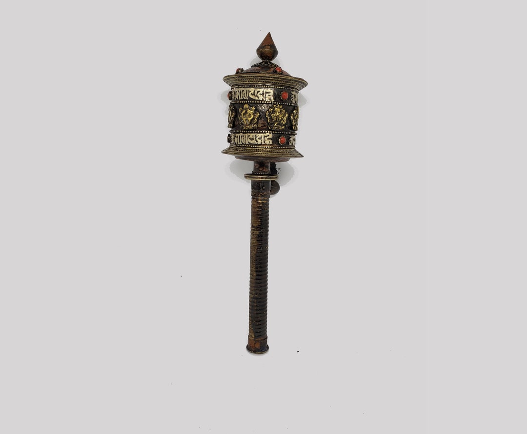 Tibetan Buddhist Handcrafted Hand Spinning Prayer Wheel Handheld ...