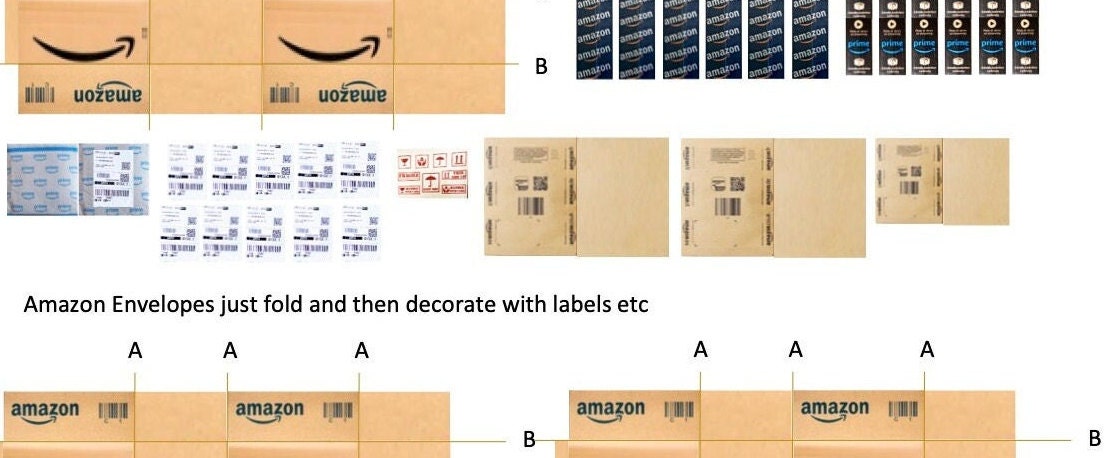 Miniature Amazon Boxes Packets Labels Tape Envelopes A4 - Etsy