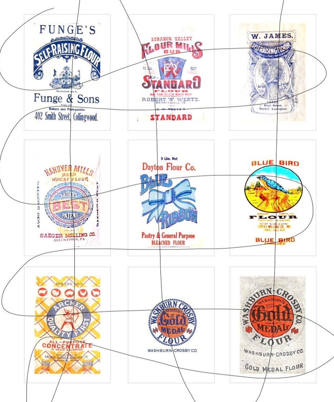 Instant Download Flour Sack Labels to Print on Fabric or Paper in 12th ...