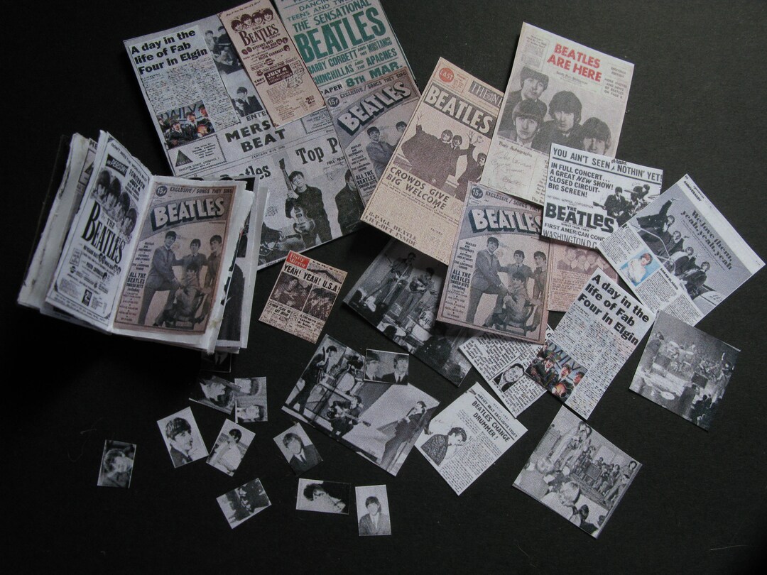 Handmade 12th Scale Miniature Beatles Scrapbook, Original Newspaper ...