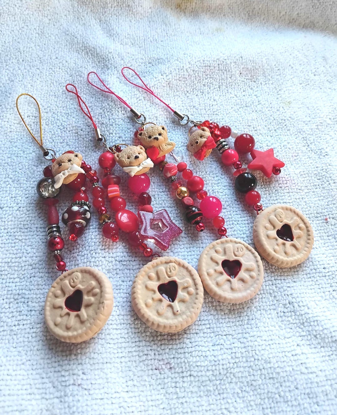 Handmade Jammy Dodger Phone Charm, Beaded Fidget Charm - Etsy