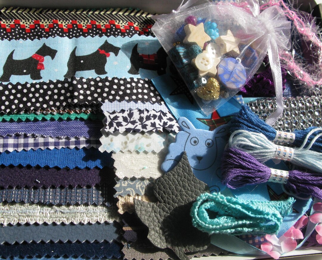 A5 Letterbox Kit, Slow Stitch, Journal, Jewellery, Textile Art, Blue ...