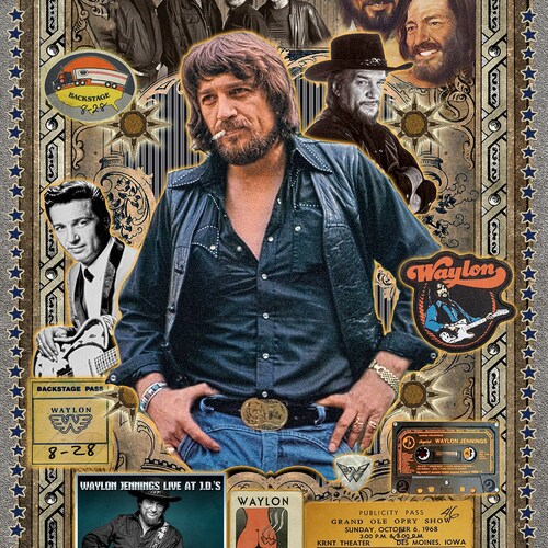 Waylon Jennings Folk Art Tribute Poster 12x18 - Etsy