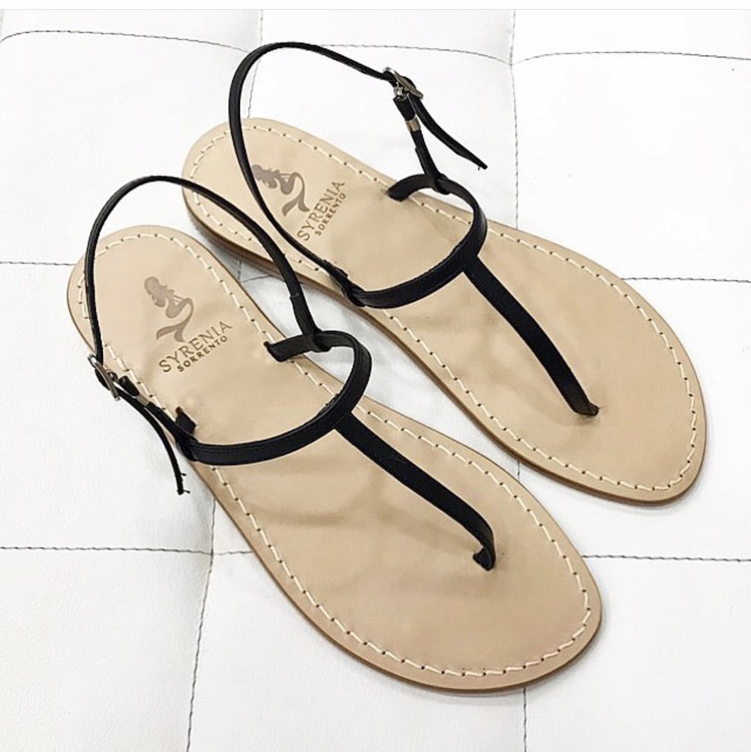 Black Leather Capri Sandals - Handmade in Italy - Etsy