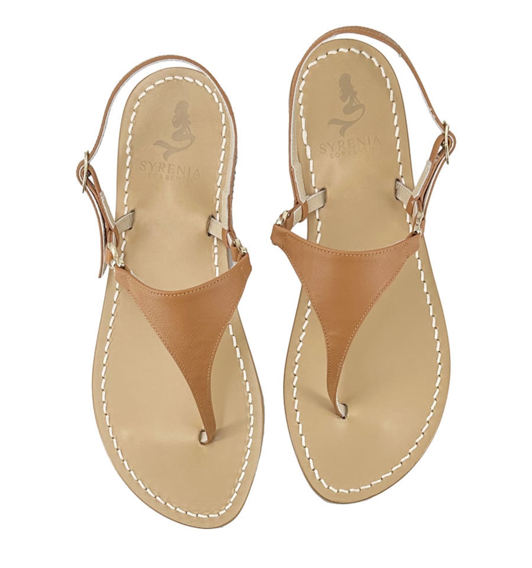 Women's Tan Capri Sandals Handmade in Italy - Capri Flip-flops in Tan ...