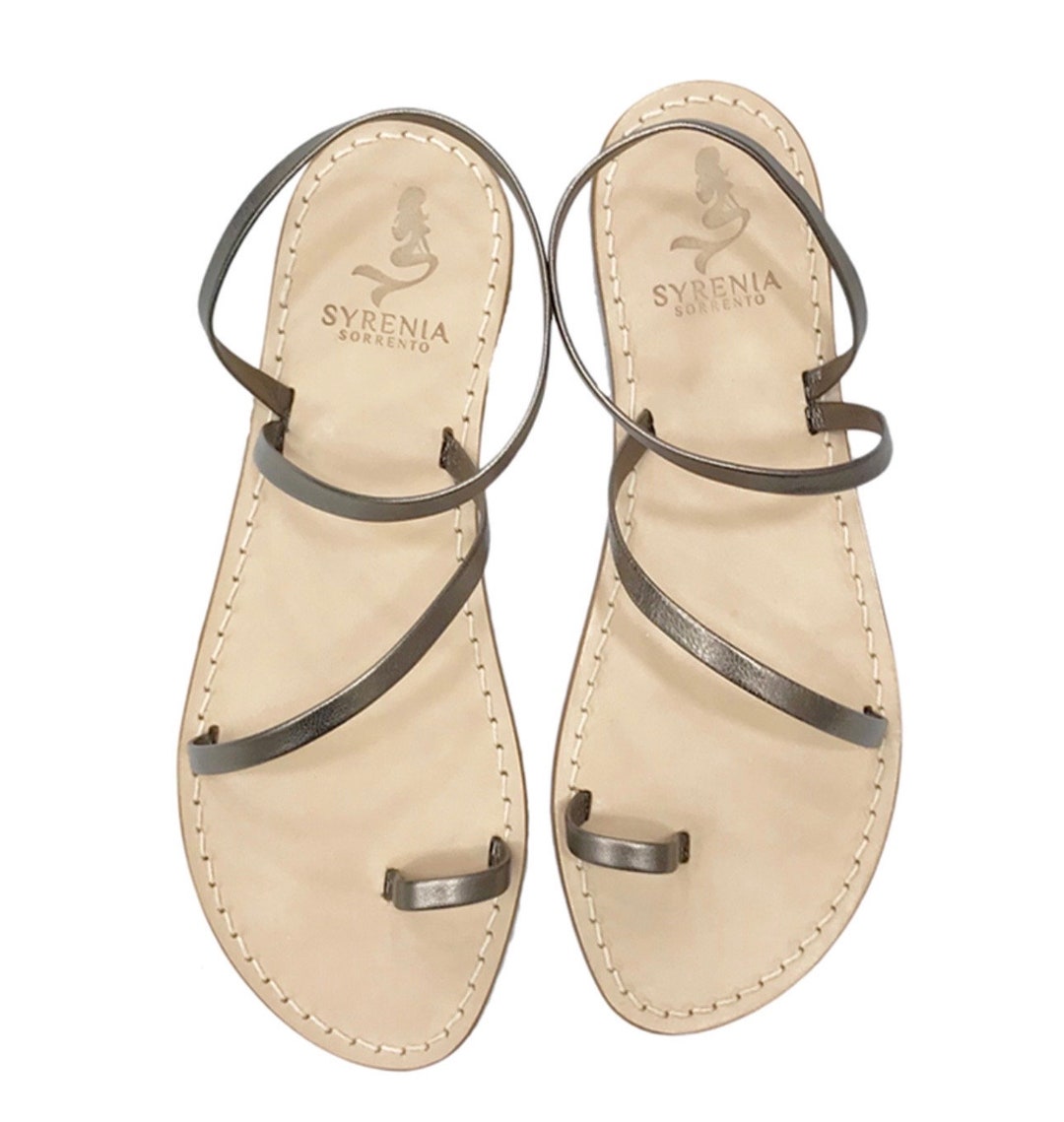 Capri Sandals in Gunmetal Leather - Handmade in Italy - Handmade ...