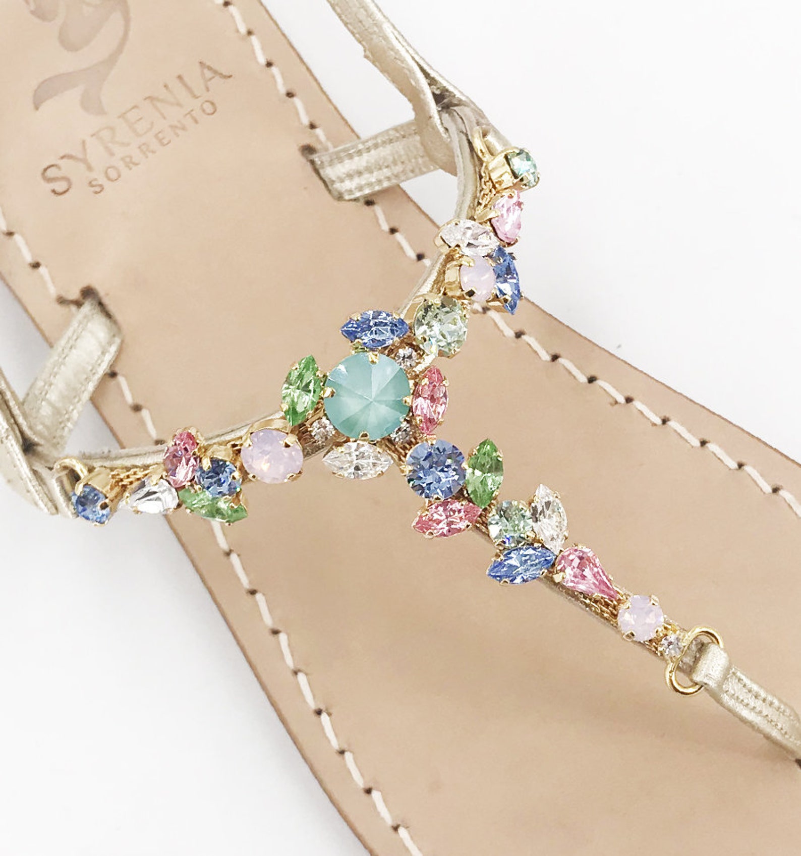 Capri Sandals With Multicolor Crystal, Handmade Italian Capri Sandals ...