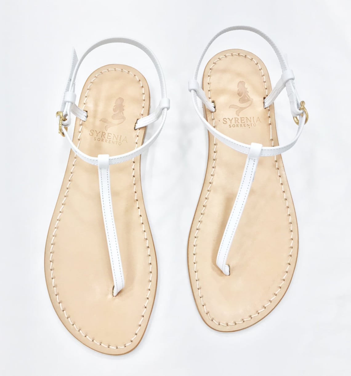 White Capri Sandals T Bar - Italian Flat Sandals - White Leather Capri ...