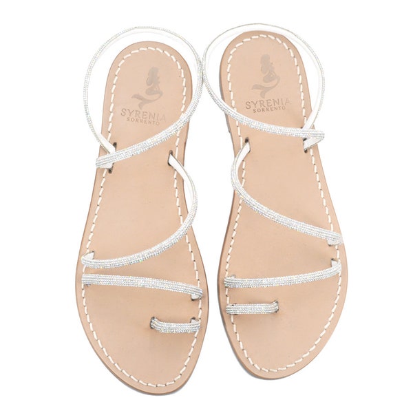 Bronze Sandals With Crystal Micro Pavè, Handmade in Italy, Custom ...