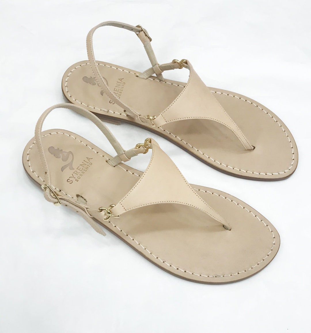 Capri Sandals Natural Leahter Color Positano Style - Handmade Capri ...
