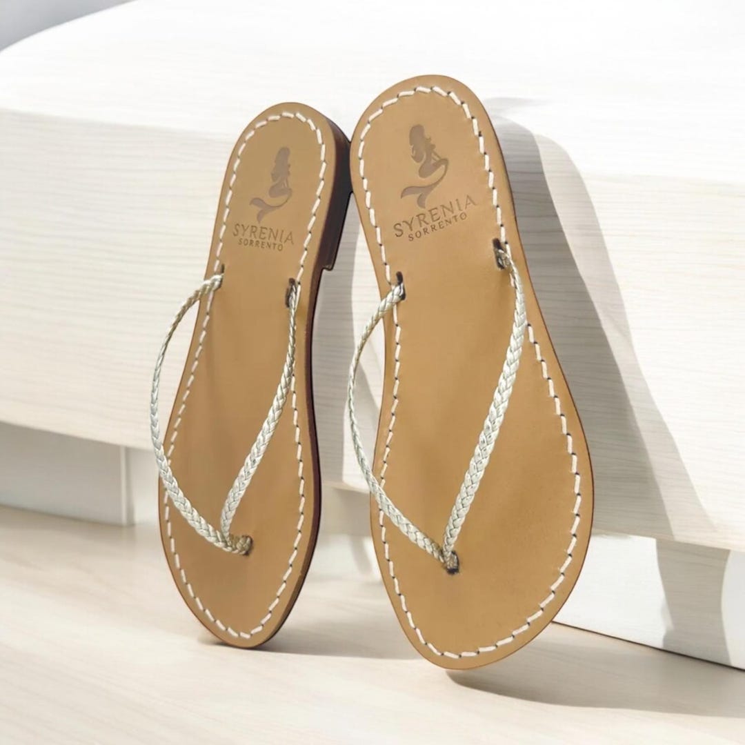 Handmade Leather Capri Sandals for Women – Braided Thong Bikini Flat ...