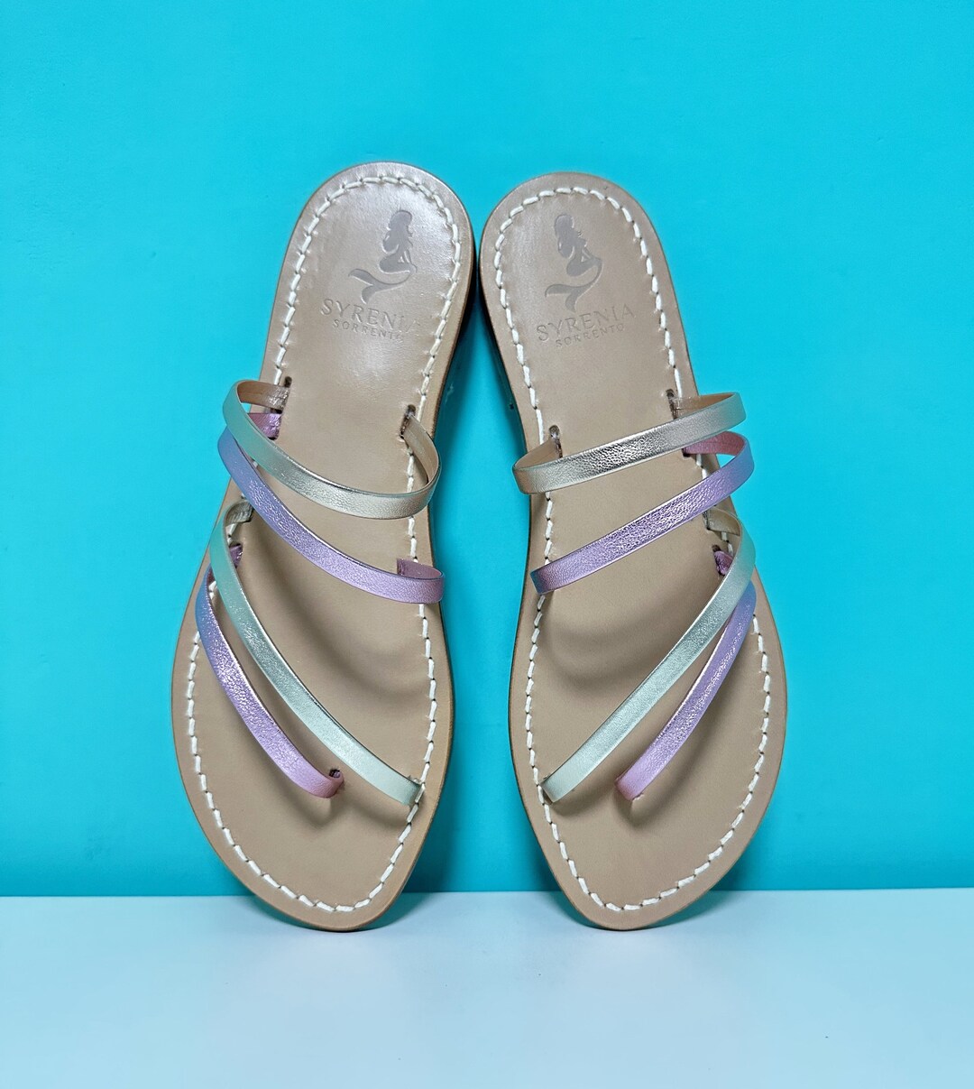 Syrenia Multicolor Leather Women's Capri Sandals, Made to Order ...