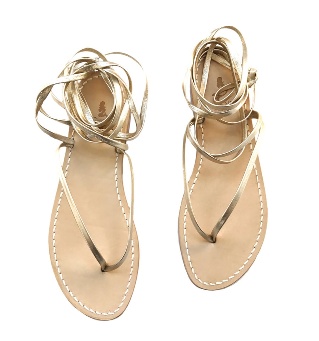 Gold Gladiators Sandals - Lace up Sandals - Gold Leather Gladiators ...