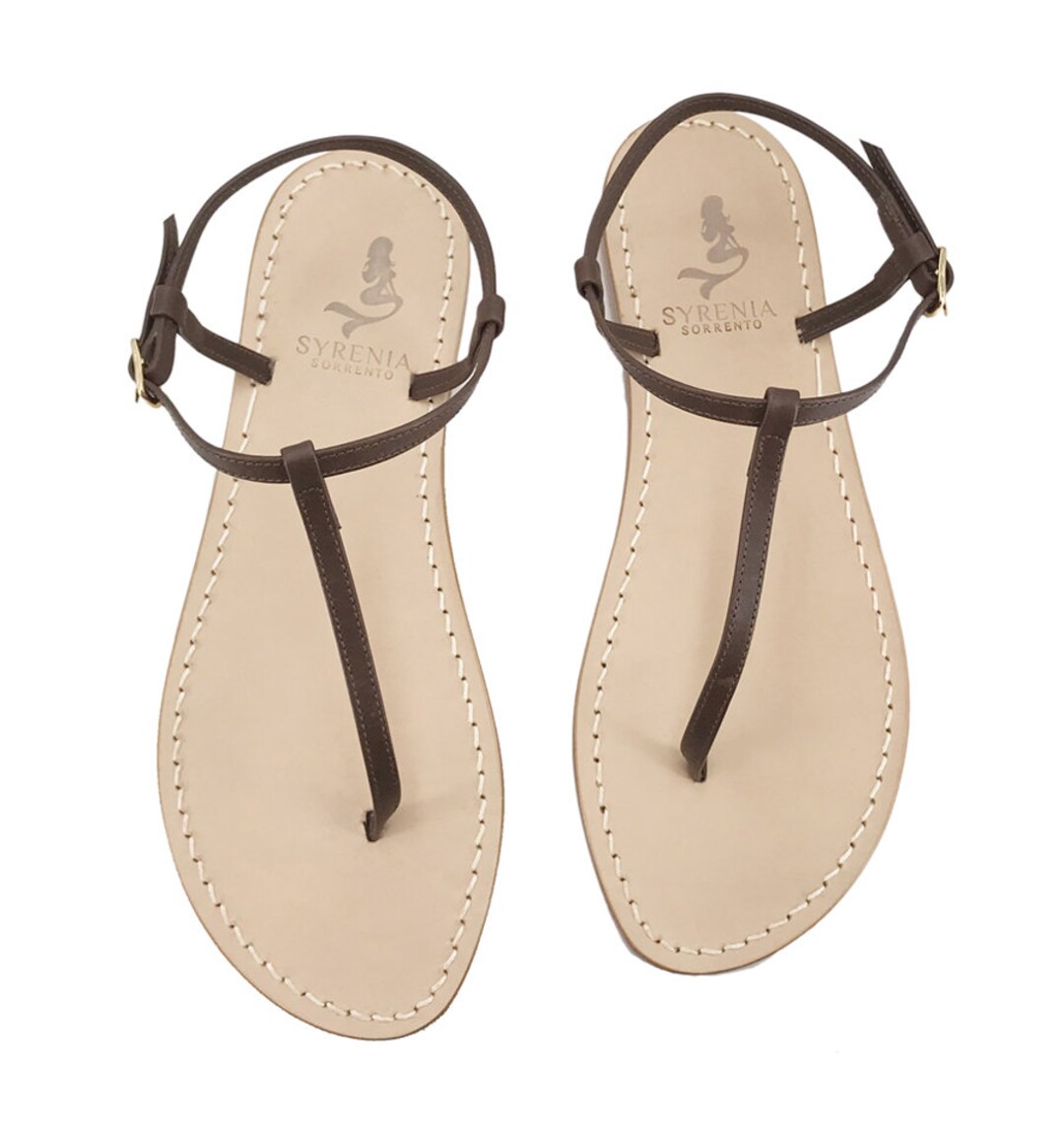 Capri Sandals in Dark Brown Leather Handmade in Italy - Sandali Capresi ...