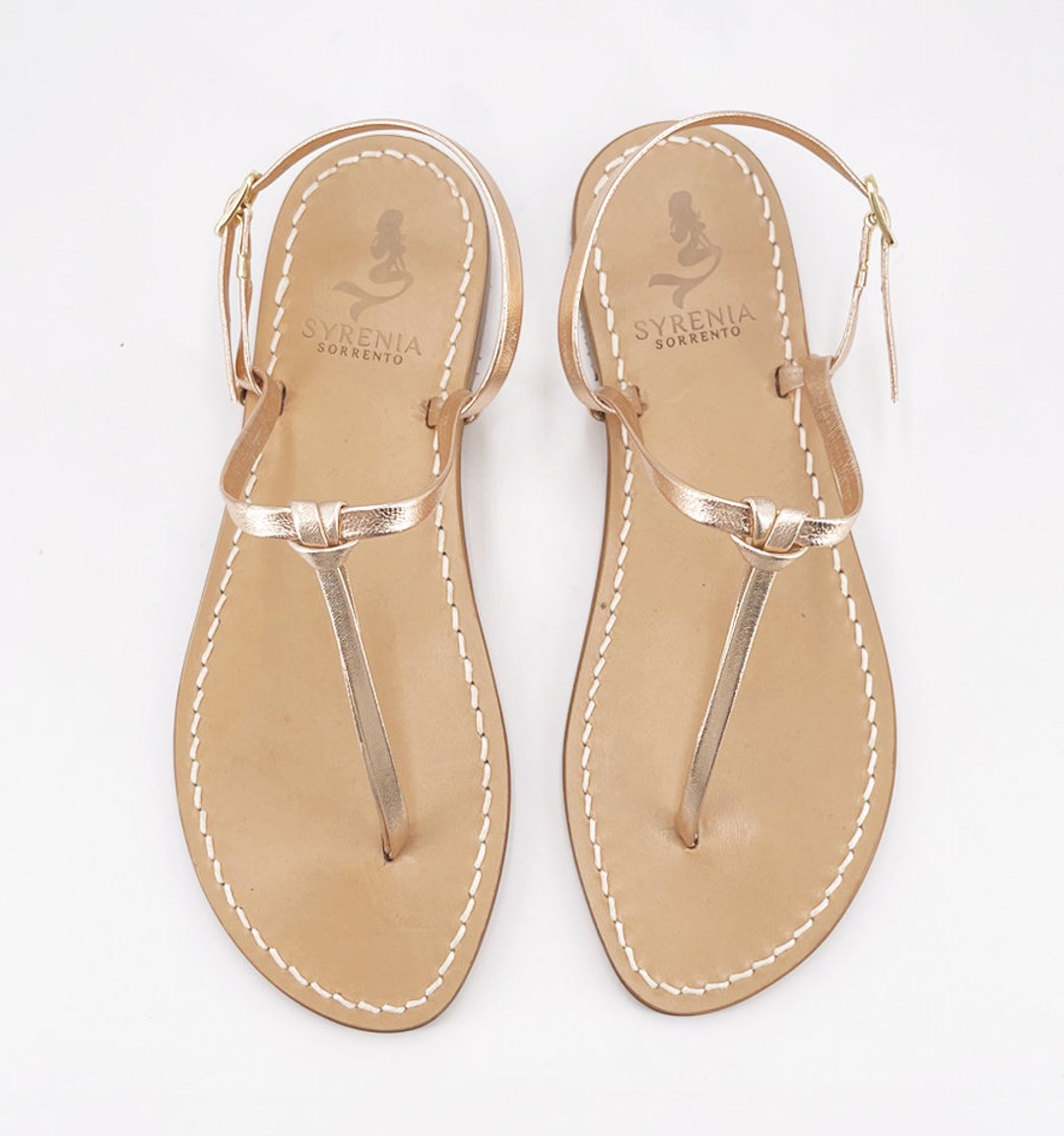 Rose Pink Gold Capri Sandals, Flat Custom Sandals - Handmade in Italy ...