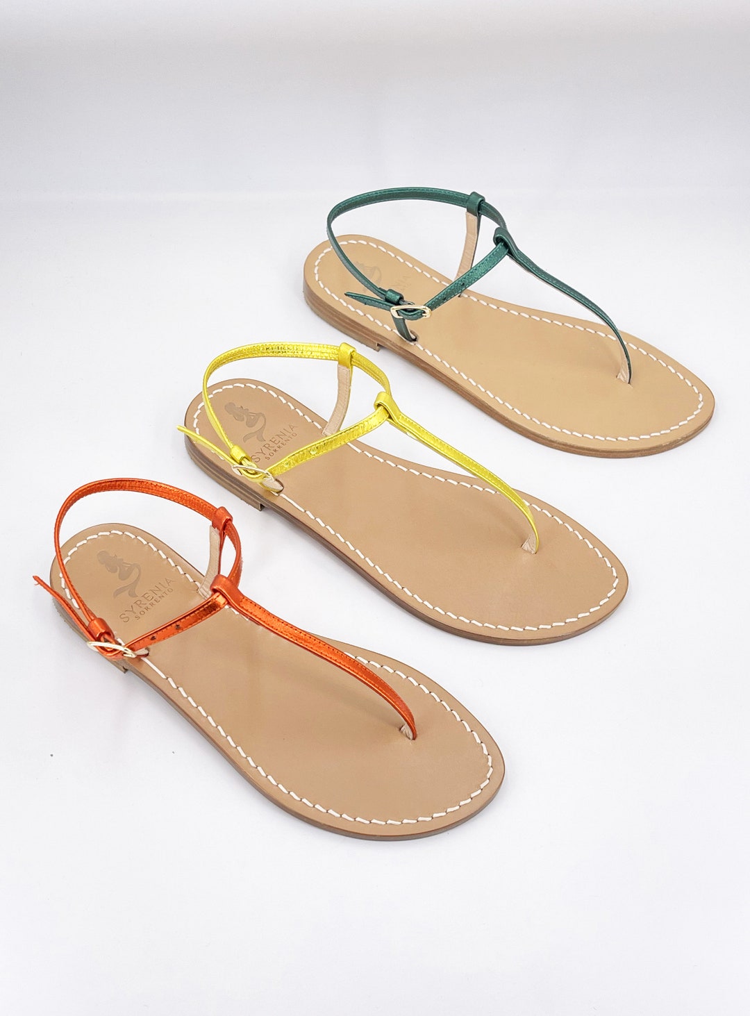 Capri Sandals T Bar -custom Italian Flat Sandals - Capri Sandals in ...