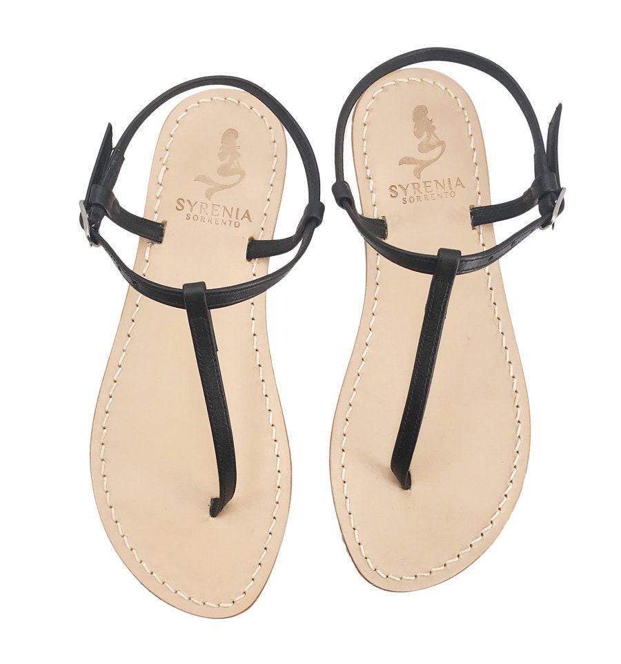 Black Capri Sandals Leather - Handmade in Italy - Black Shoes - Etsy