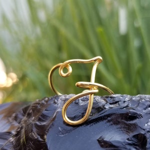 Initial Ring F Dainty Adjustable Wire Wrapped Ring Show - Etsy