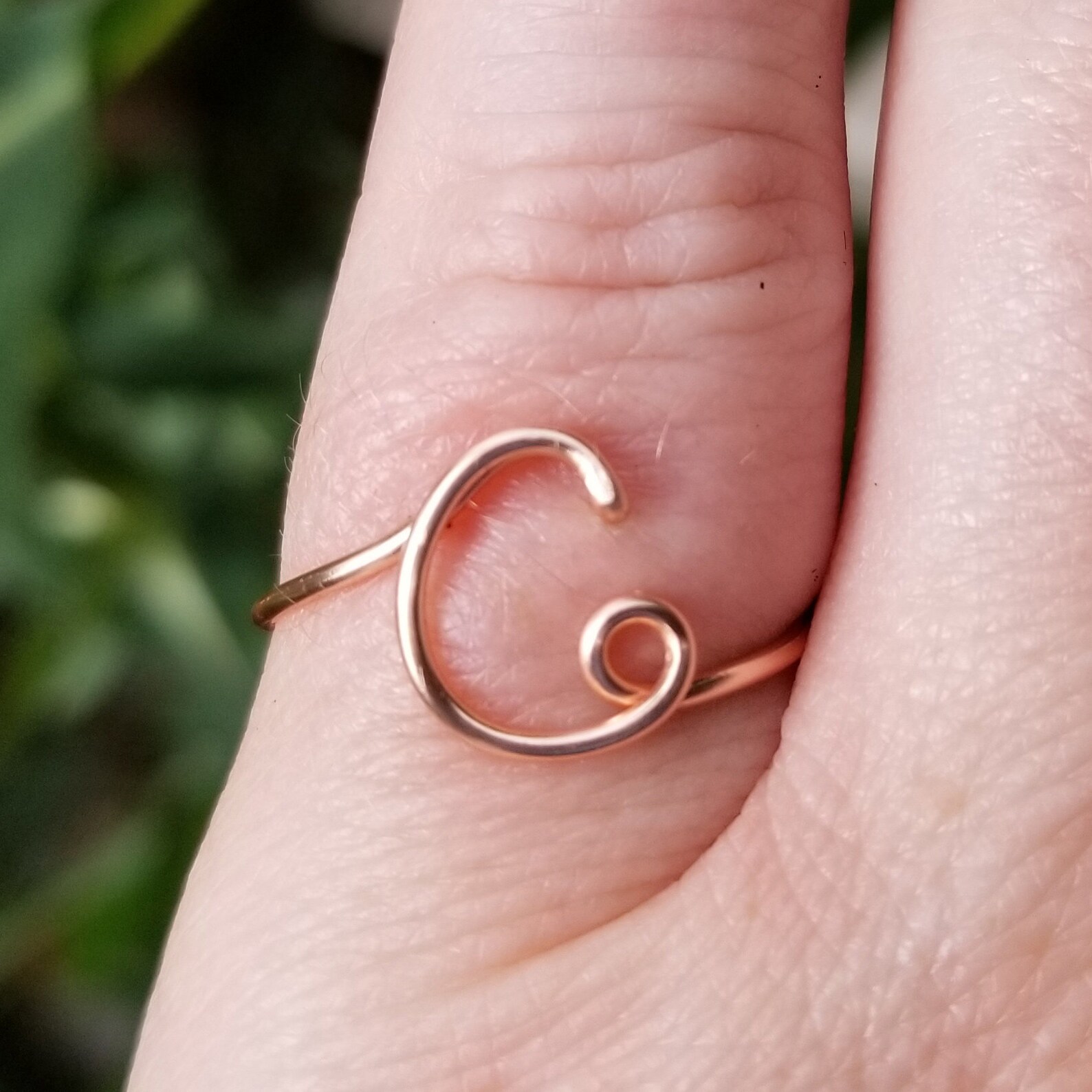 Initial Ring C Dainty Adjustable Wire Wrapped Ring Show | Etsy