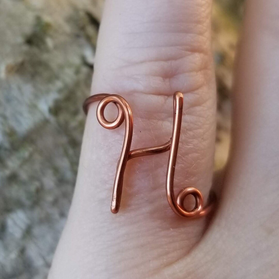 Initial Ring H Dainty Adjustable Wire Wrapped Ring Show Some Self Love ...