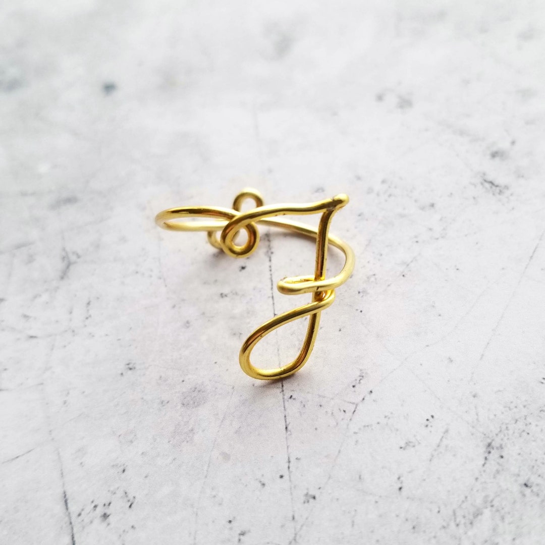 Initial Ring F Dainty Adjustable Wire Wrapped Ring Show - Etsy