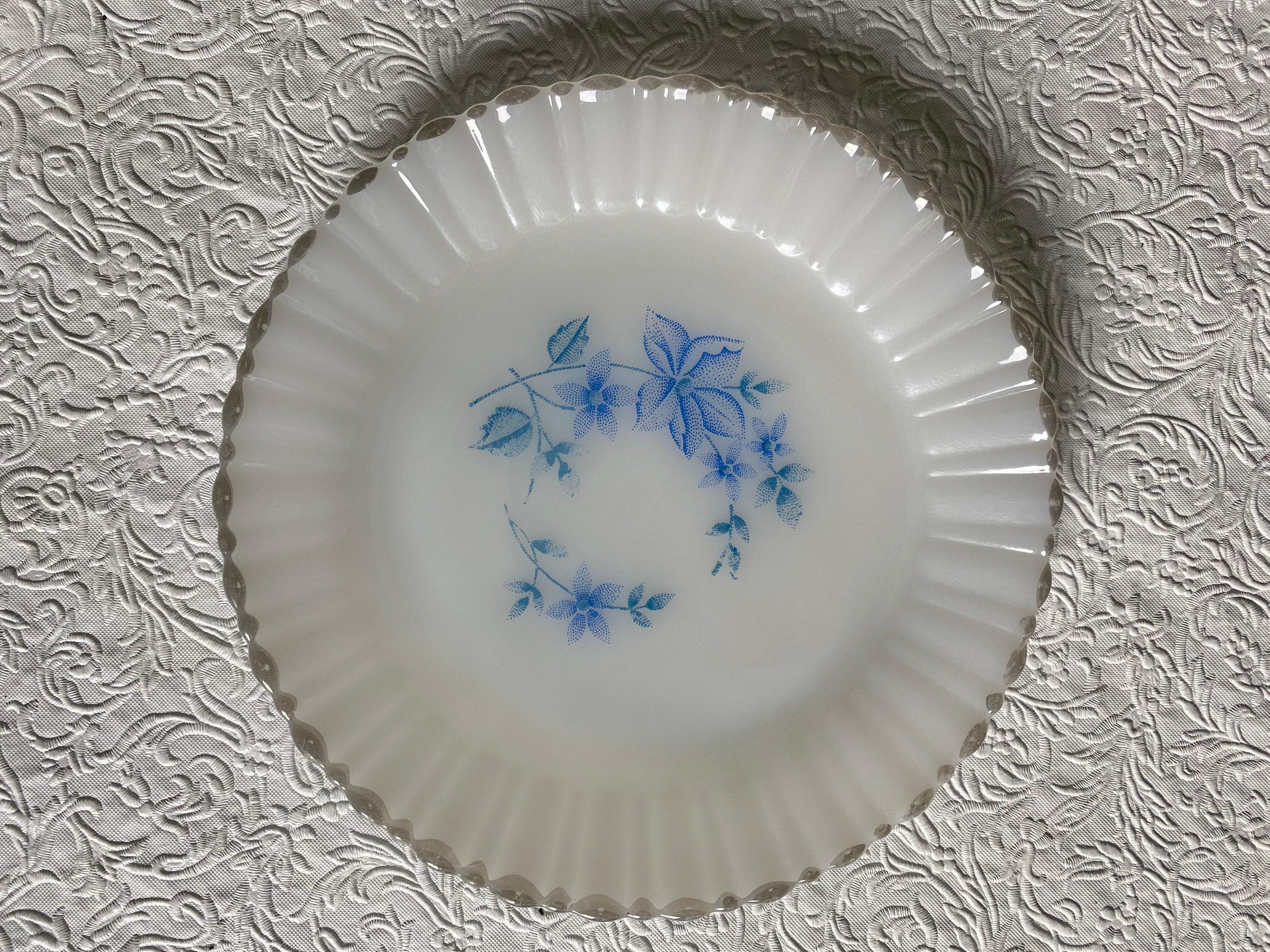 7 Inch White Milk Glass Dessert Plate - Etsy UK