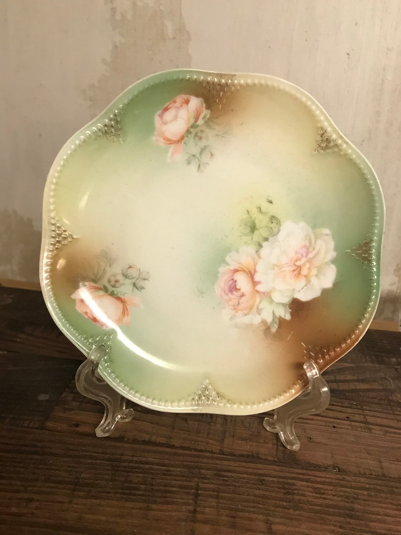 Antique RS Germany roses plate | Etsy