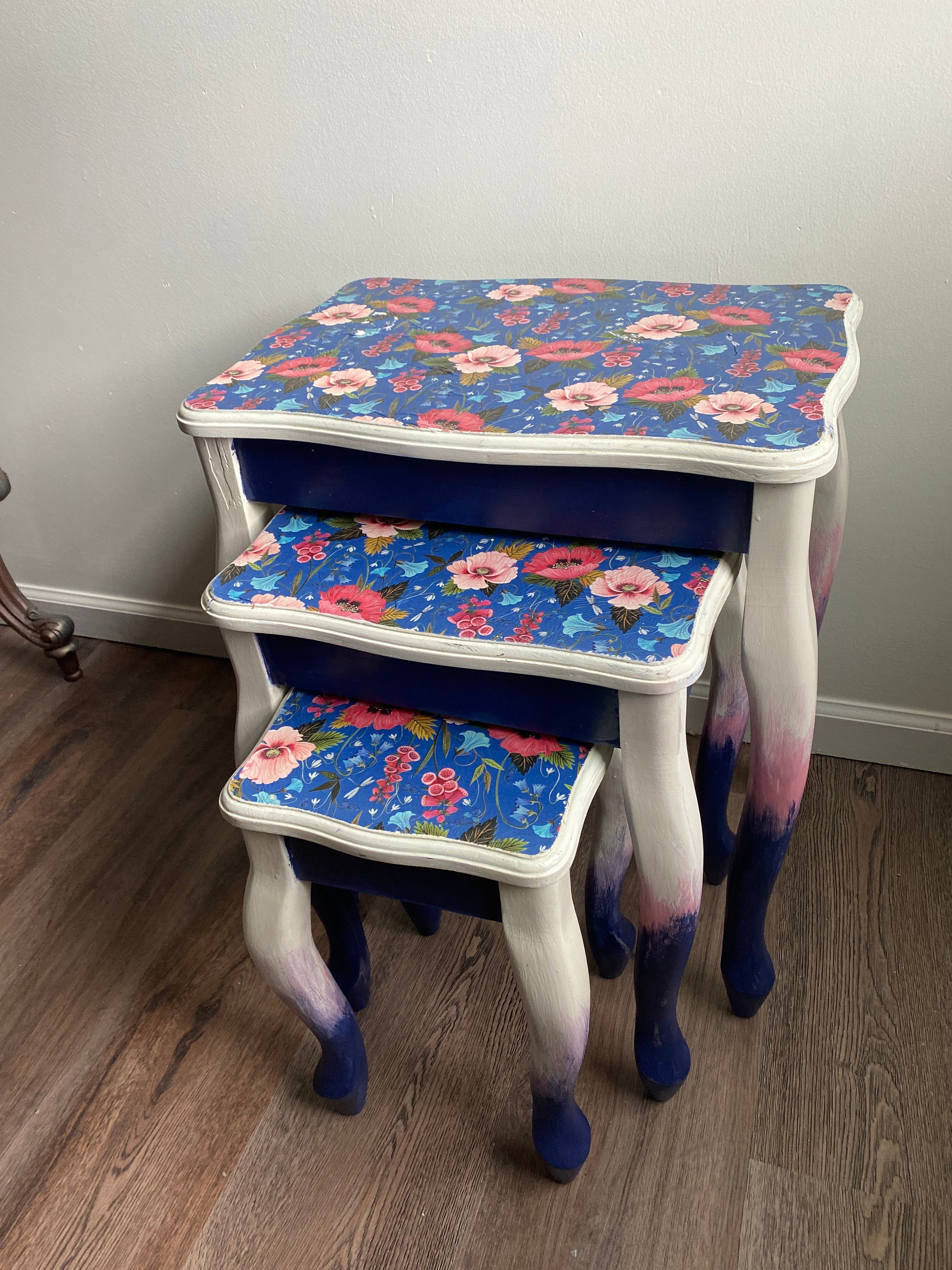 Set of 3 Upcycle Vintage Nesting Tables - Etsy
