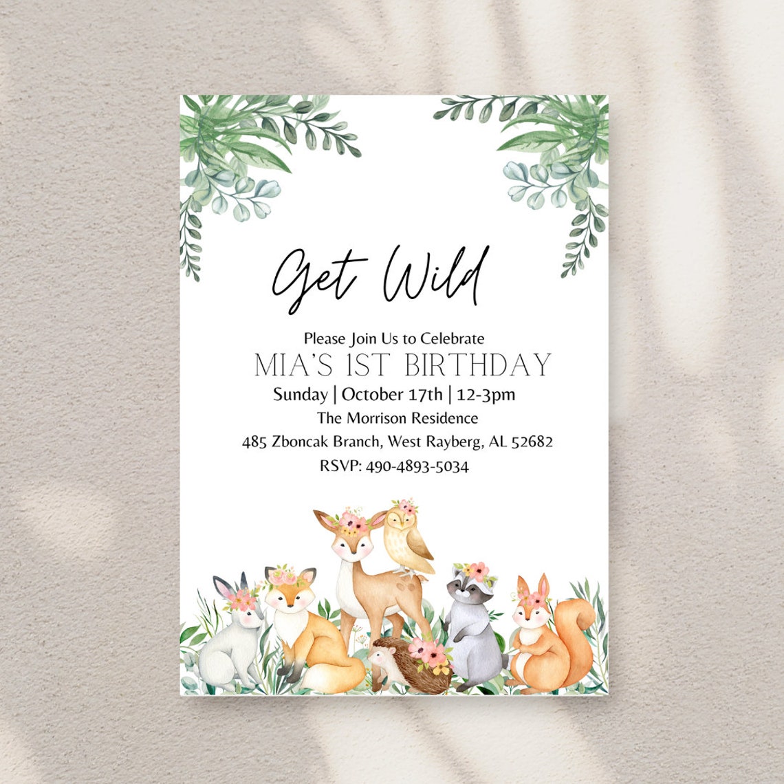 Woodland Birthday Invitation, Woodland Animals Birthday Invitation ...